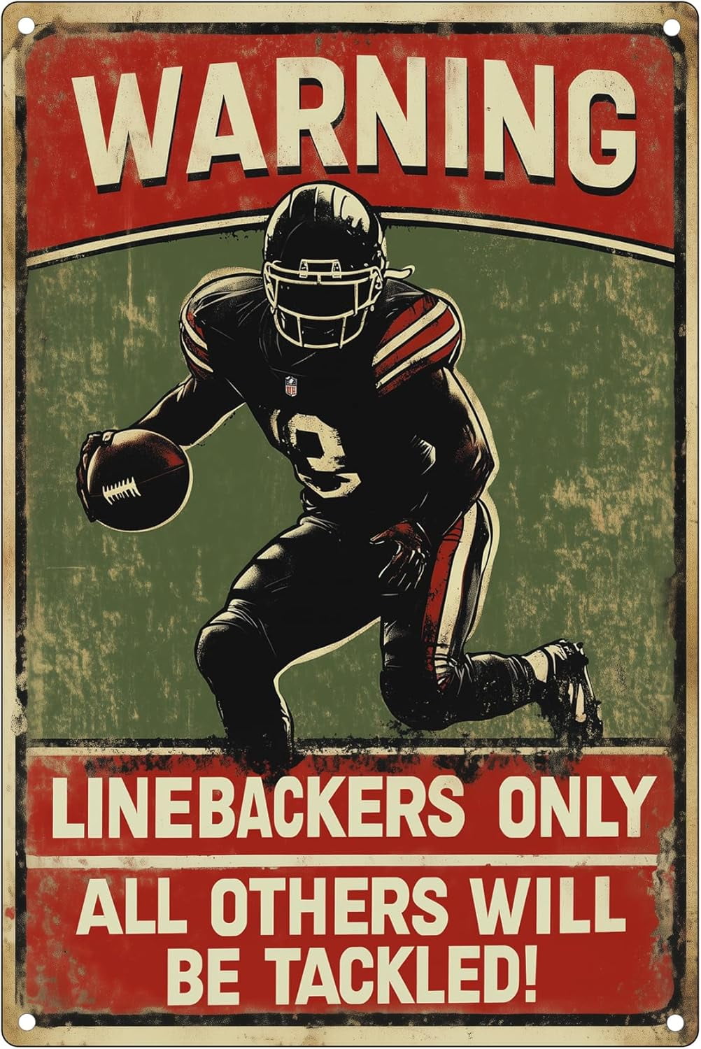 Football Room Decor Sign For Boys Funny Football Players Only Tin Sign ...