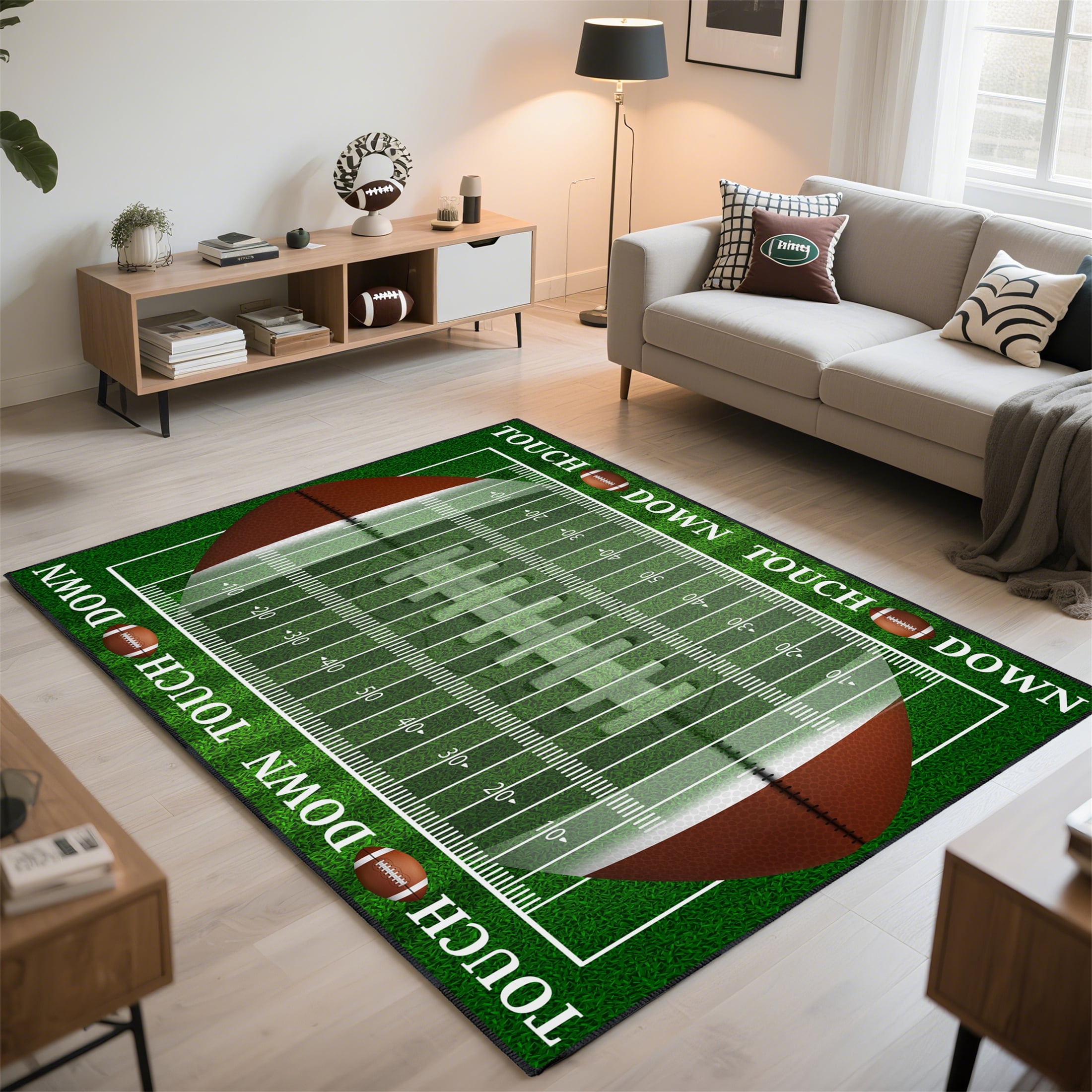 Football Rug for Bedroom,5'x7' Non-Slip Football Field Rugs,Sports Rug ...