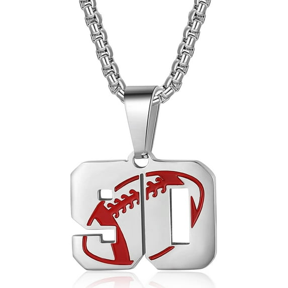 Football Rugby Jersey Number 0-99 Pendant Necklace for Women Men 22+2 ...