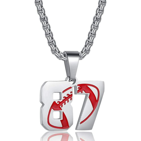 Football Rugby Jersey Number 0-99 Pendant Necklace for Women Men 22+2 ...
