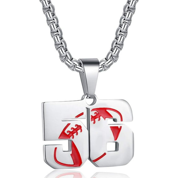 Football Rugby Jersey Number 0-99 Pendant Necklace for Women Men 22+2 ...