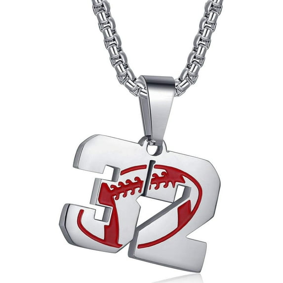 Football Rugby Jersey Number 0-99 Pendant Necklace for Women Men 22+2 ...