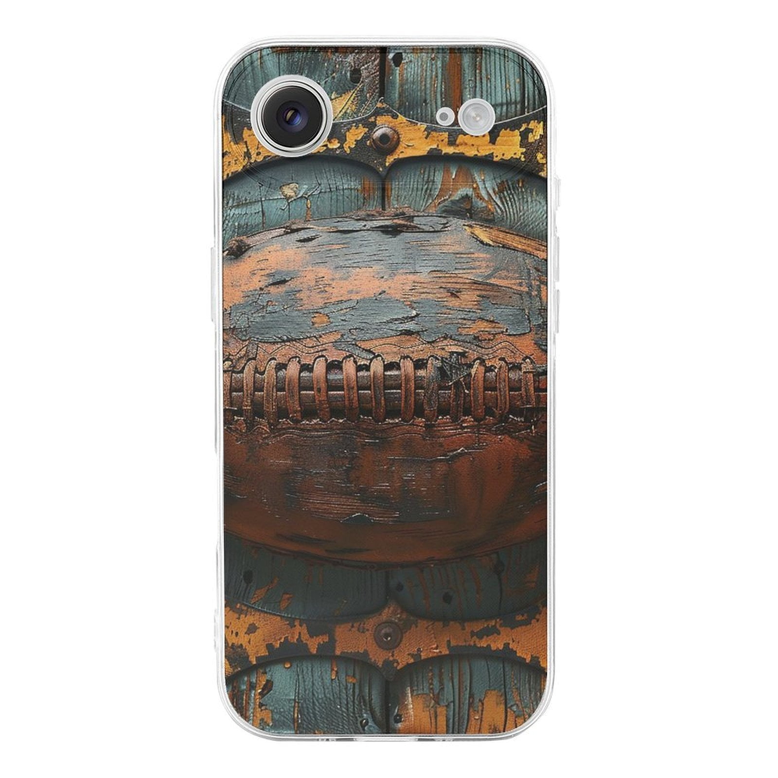 Football Rustic Wooden Plank Sports Transparent TPU Case for iPhone 17 ...