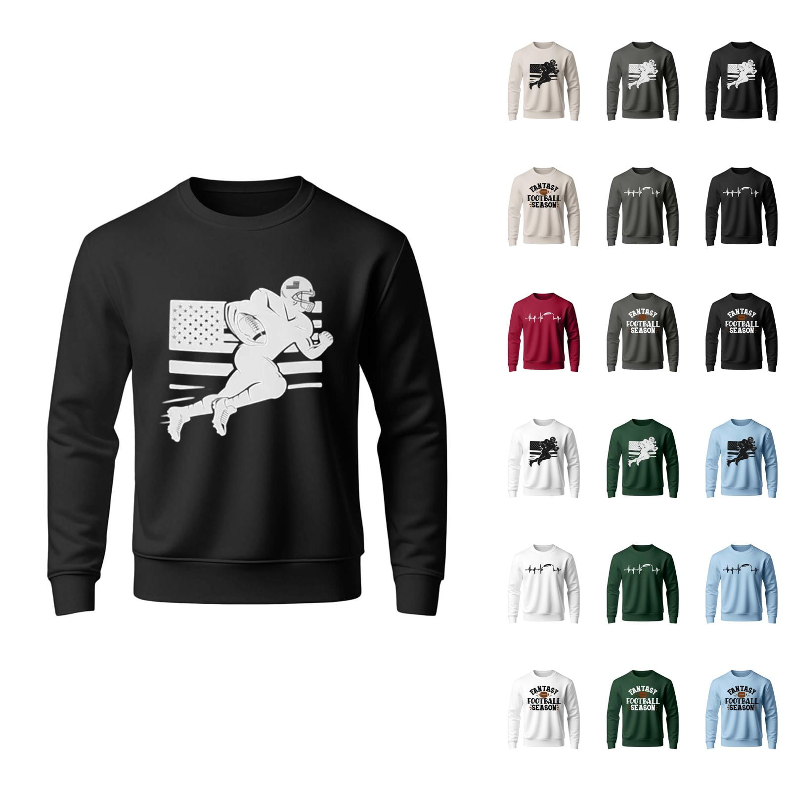 Football Season Sweatshirts for Men 2025 Long Sleeve Crewneck Football ...