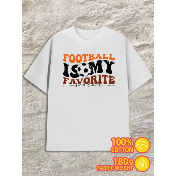 Football Season mens 180G 100% Cotton white Vintage Unisex Shirt ...