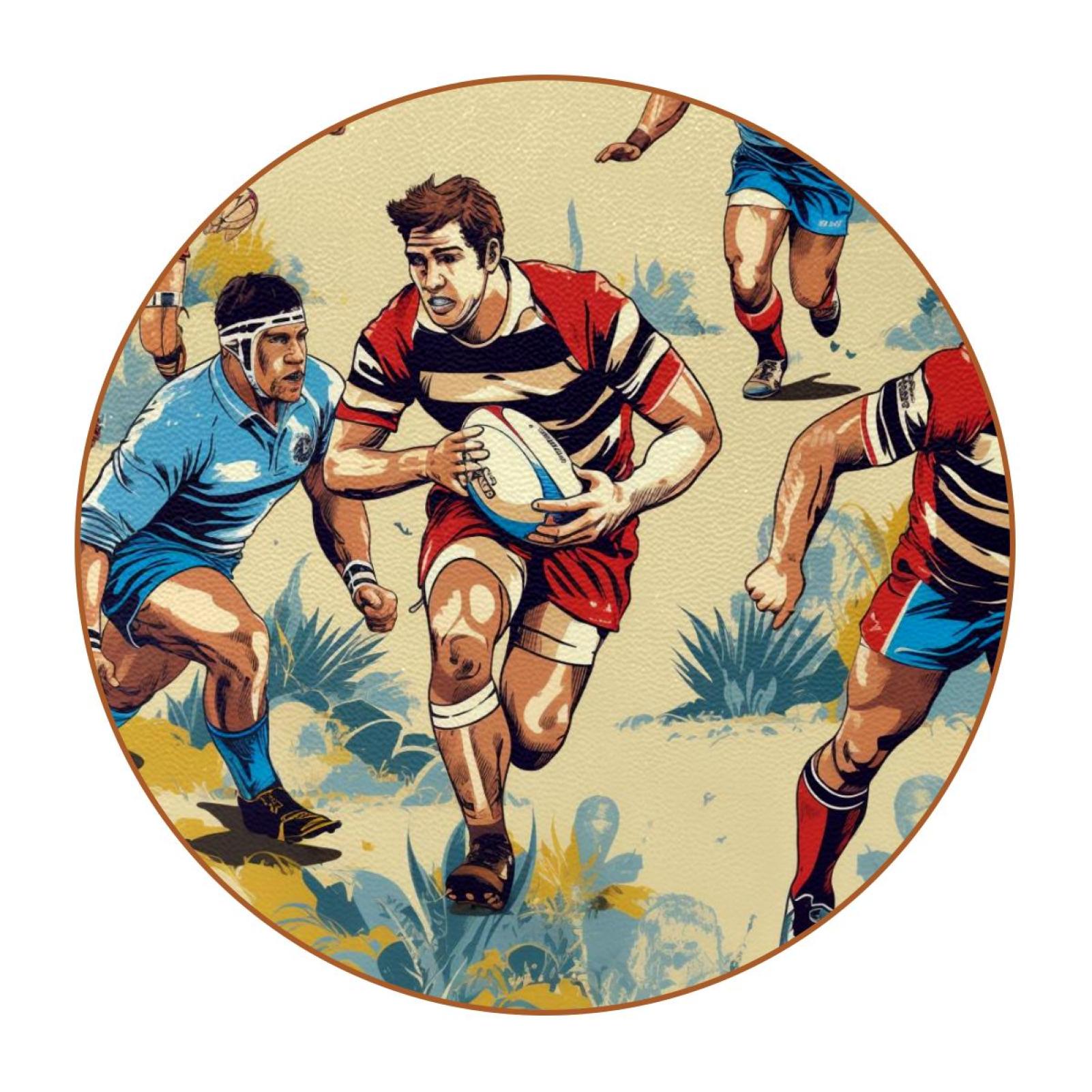 Football Set of 6 Microfiber Leather Round Coasters, 11x11 cm/4.3x4.3 ...