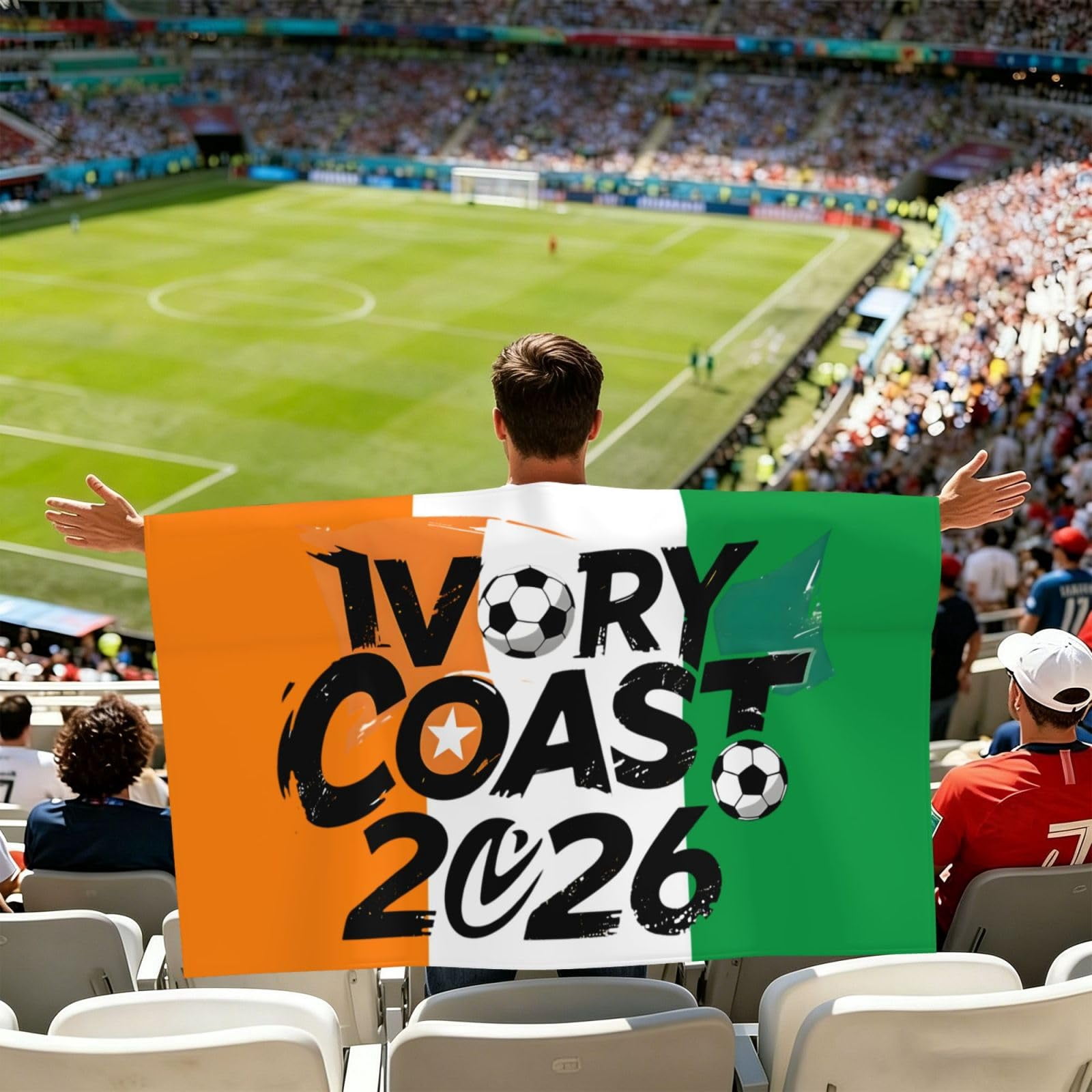 Football Shawl Flag Cloak 59x35in Polyester Fan Body Flag for 2026 USA ...