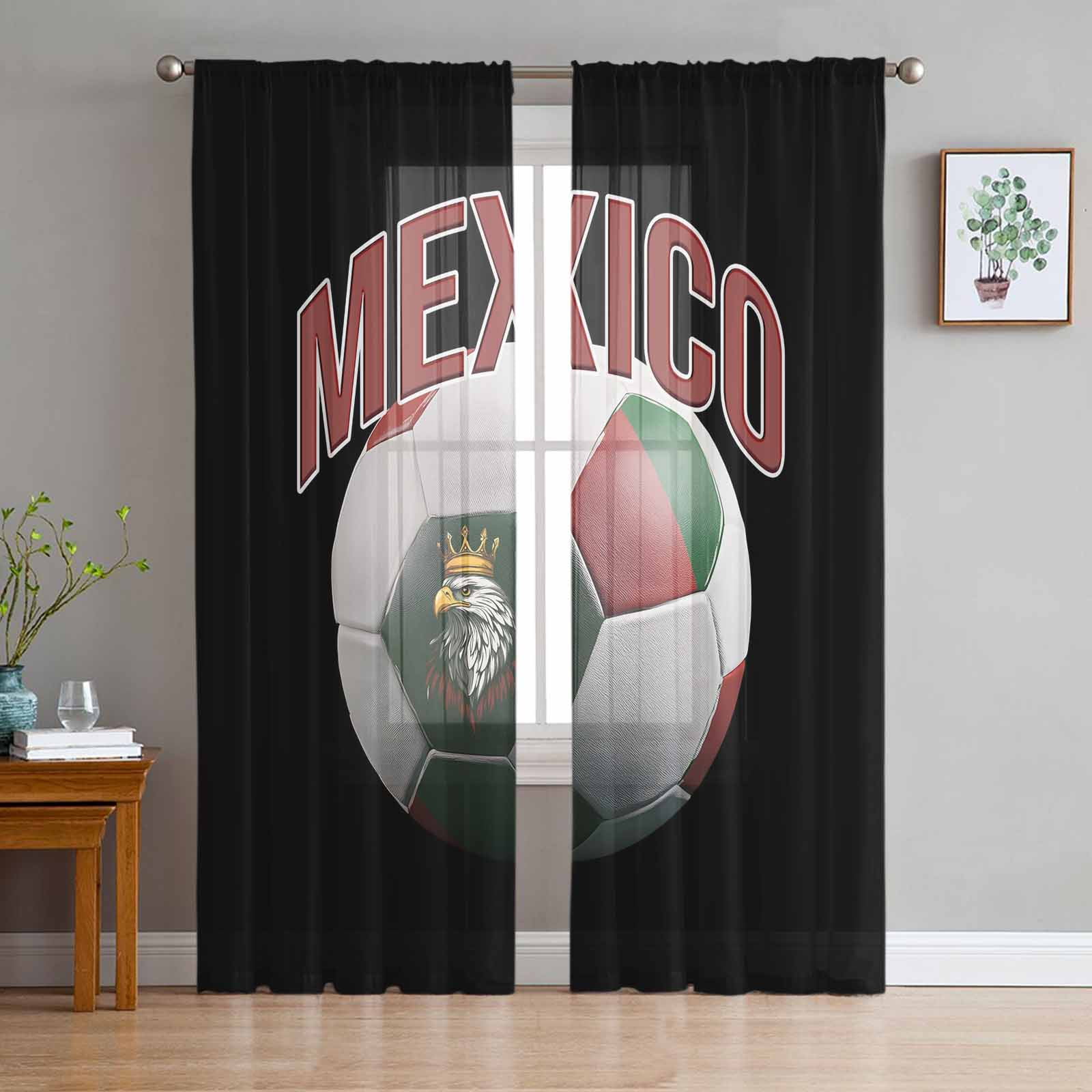 Football Sheer Curtains 84 Inches Long 2 Panels Set, Window Sheer ...