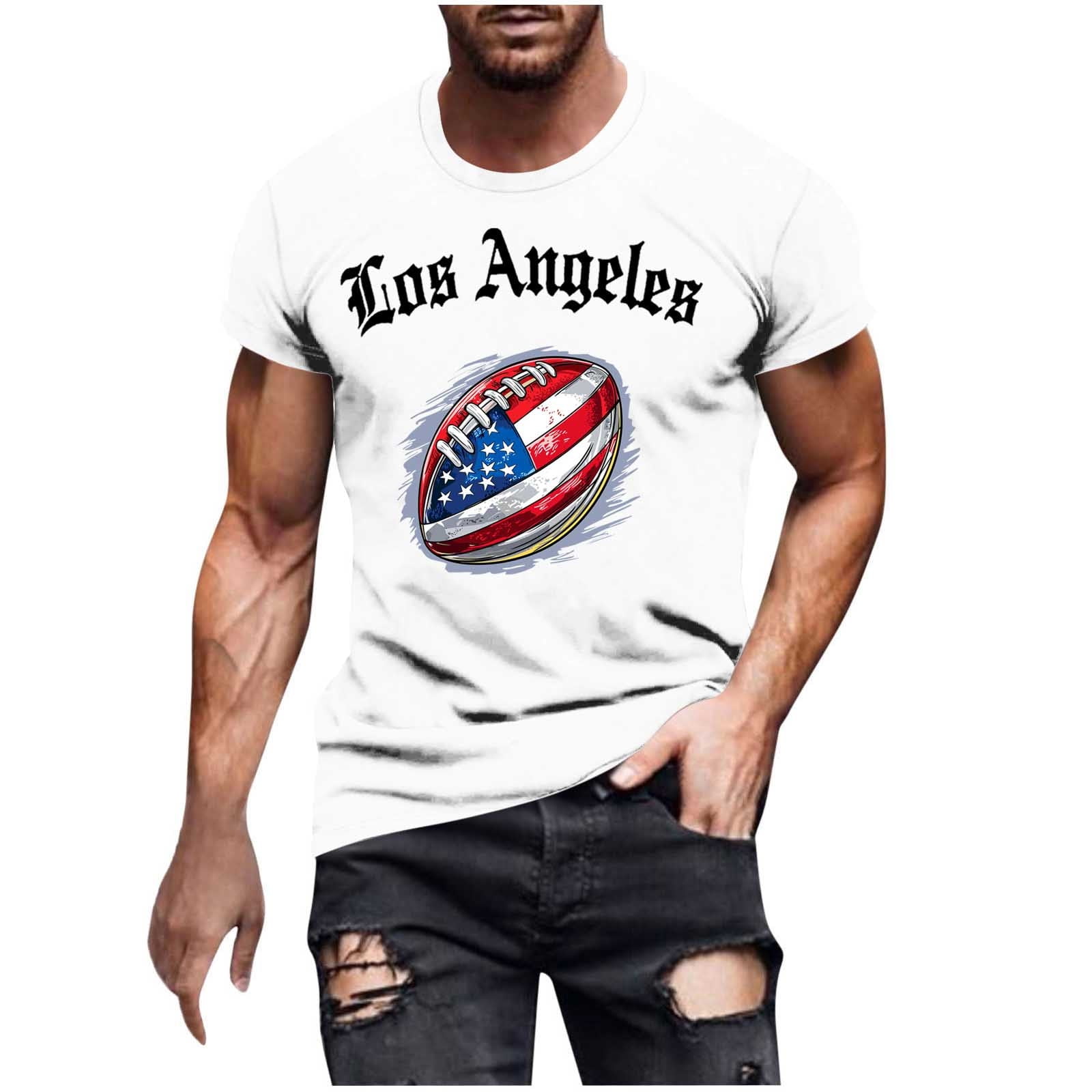 Football Shirts for Men Game Day Football Us Flag T-Shirt Casual Rugby ...