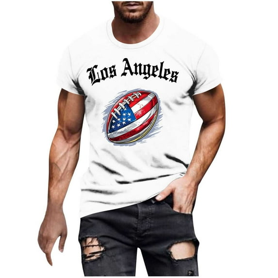 Football Shirts for Men Game Day Football Us Flag T-Shirt Casual Rugby ...