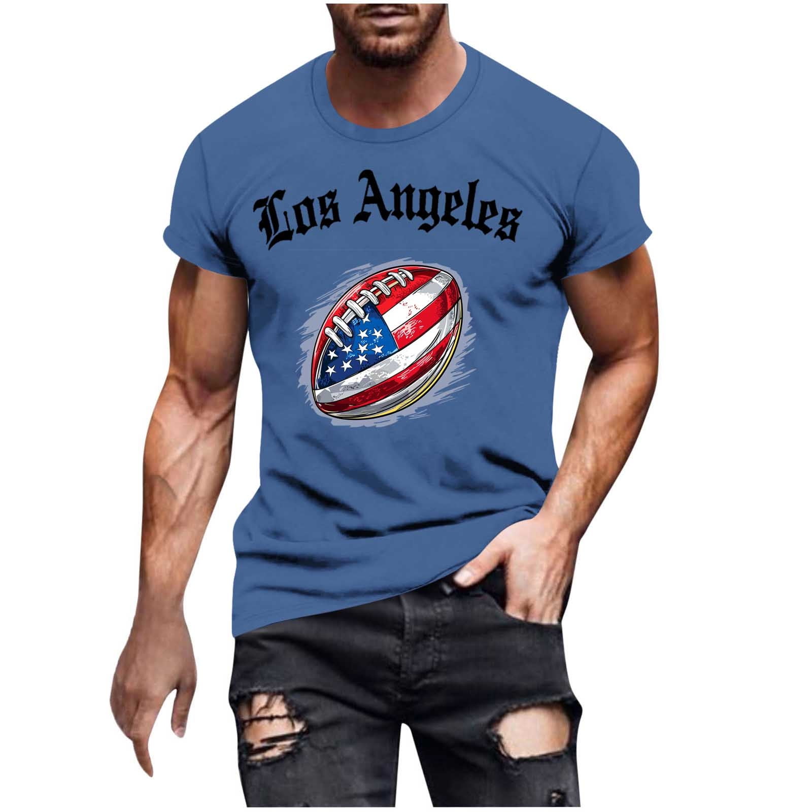 Football Shirts for Men Game Day Football Us Flag T-Shirt Casual Rugby ...