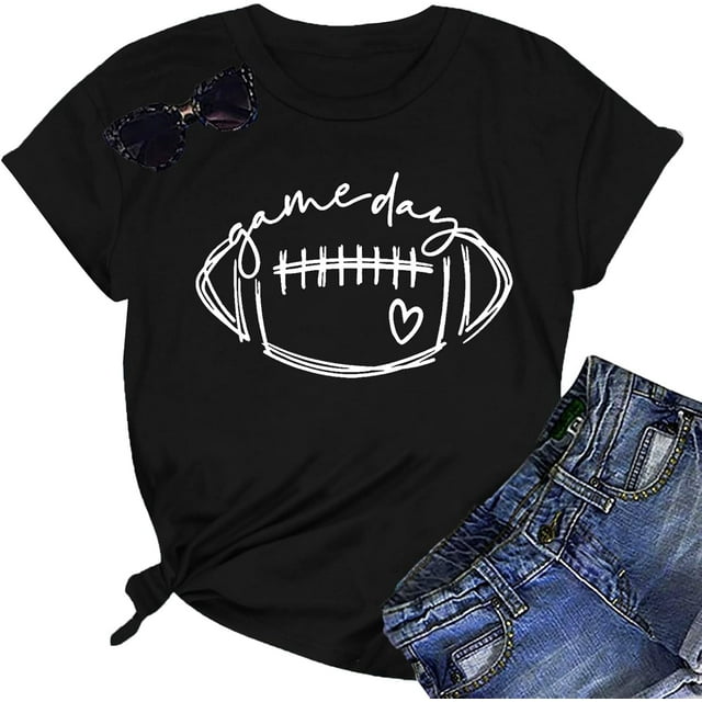 Football Shirts for Women Game Day Tshirt Sunday Football Graphic Tee ...