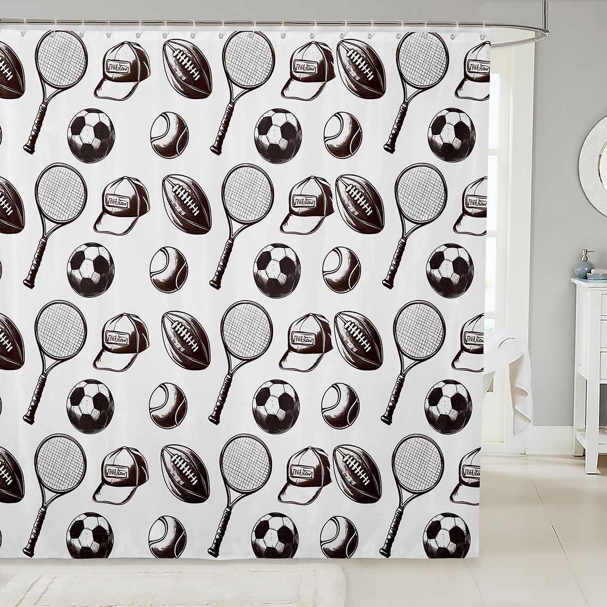 Football Shower Curtain s,Sports Theme Bathroom Decor American Football ...