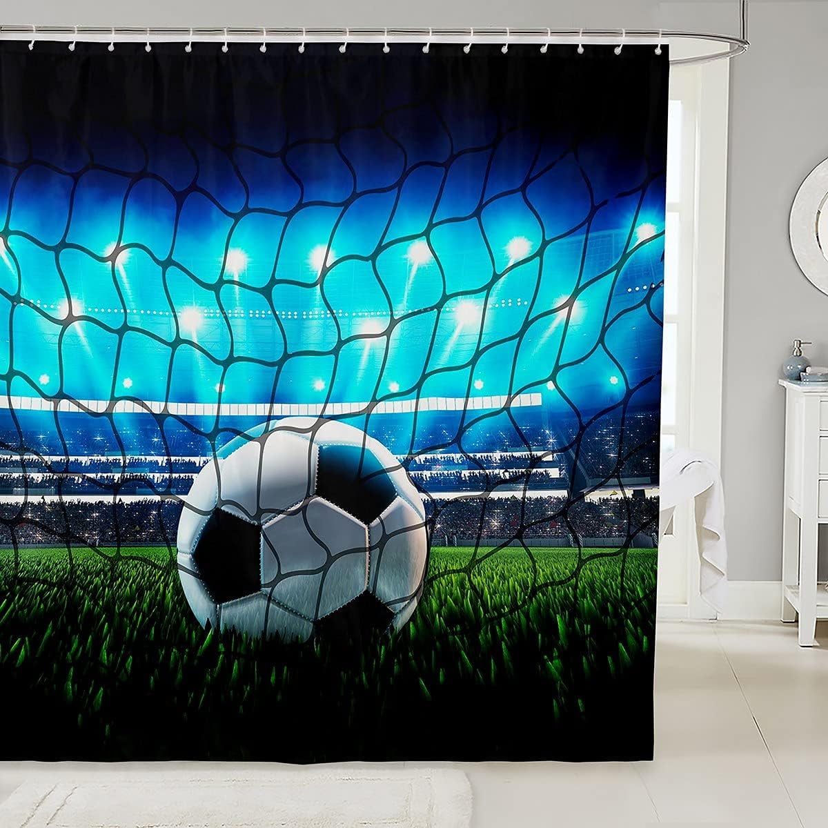 Football Shower Curtain for Stalls Bathtubs Sports Theme Bathroom ...