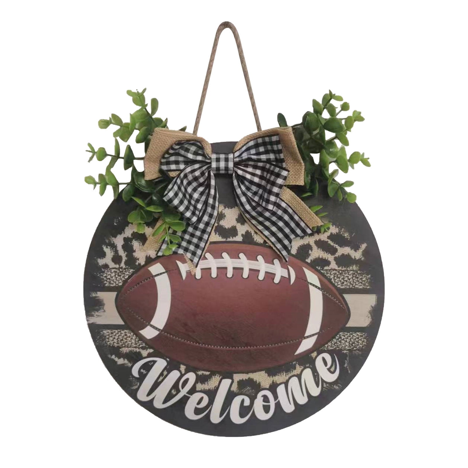 Football Sign Welcome Football Round Hanging Sign Football Wooden Door ...