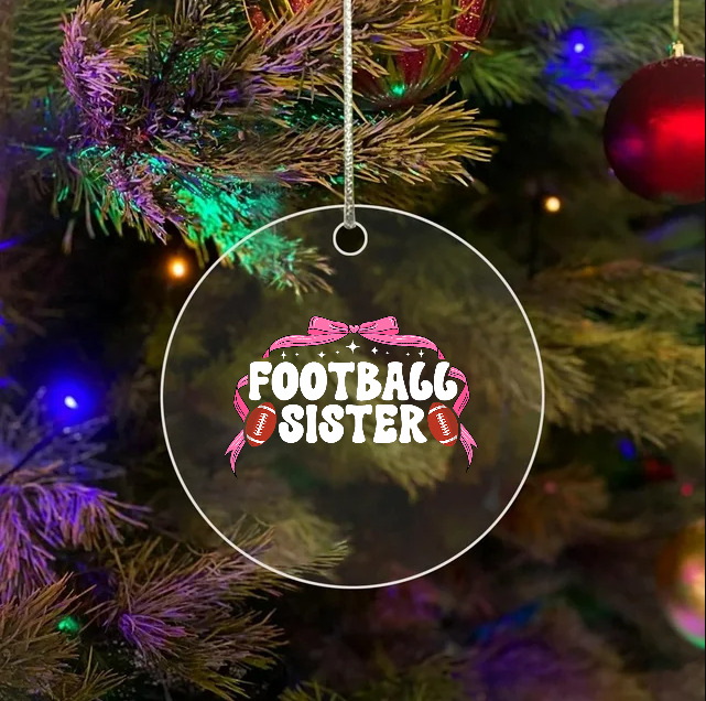 Football Sister Of A Football Player Bow Football Sis Ornament Home ...