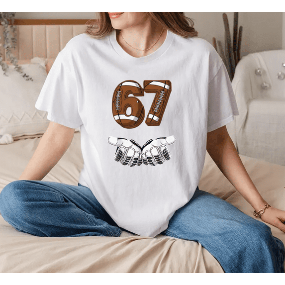 Football Six Seven 67 Funny Gen Alpha Meme Humor Unisex T-Shirt, up to ...