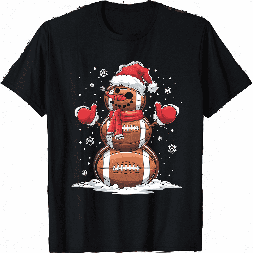 Football Snowman Christmas Cute American Football Kids Boys T-Shirt ...