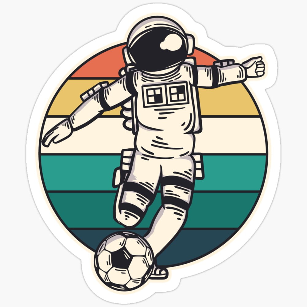 Football Soccer Astronaut Spaceman Sticker Phone Decal Water Bottle ...