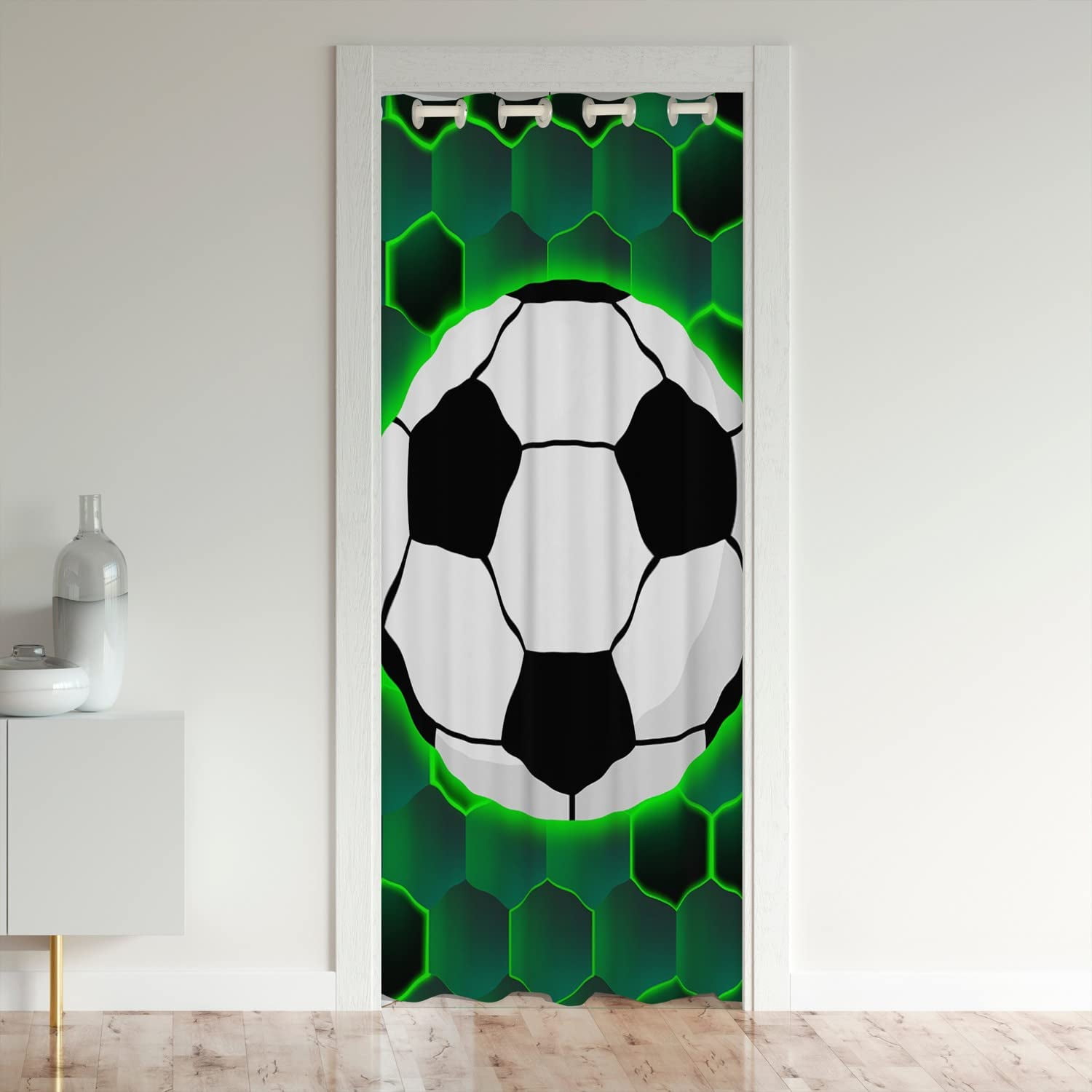 Football Soccer Ball Game Printing Door Curtains Privacy Closet Curtain ...