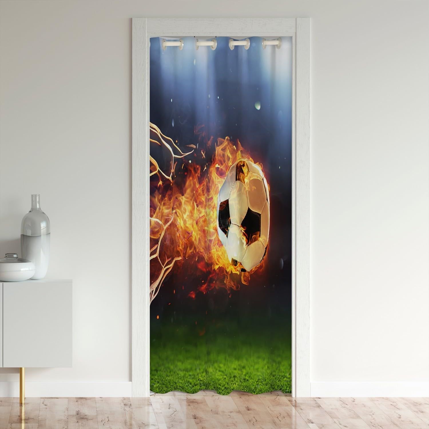 Football Soccer Ball Game Printing Door Curtains Privacy Closet Curtain ...