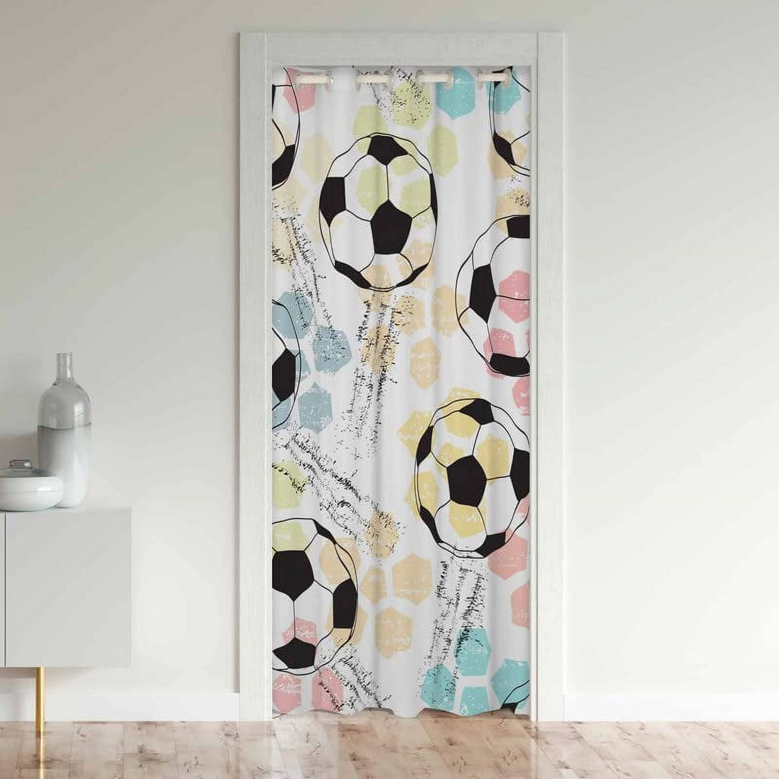 Football Soccer Ball Game Printing Door Curtains Privacy Closet Curtain ...