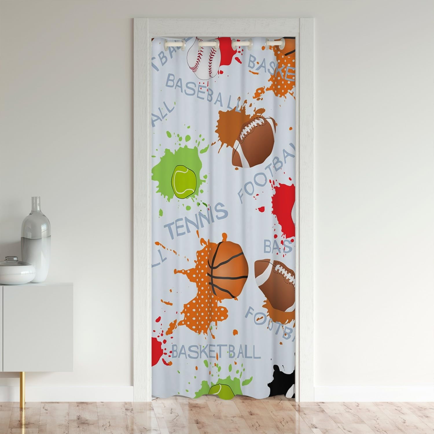 Football Soccer Ball Game Printing Door Curtains Privacy Closet Curtain ...
