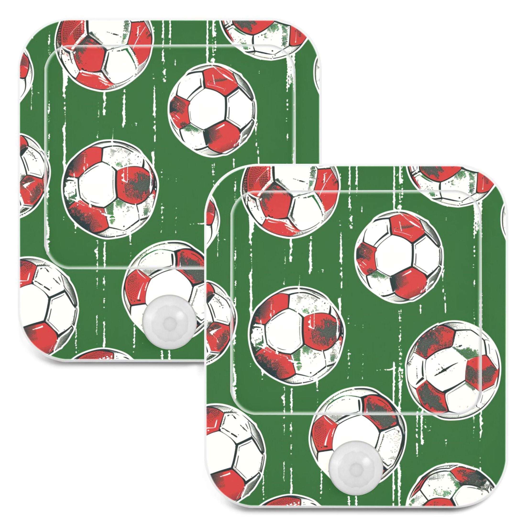 Football Soccer Ball on Green 2 Pack LED Motion Sensor Night Light Plug ...