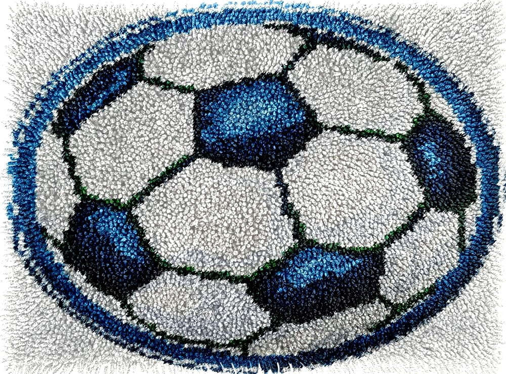 Football Soccer Ball Latch Hook Rug kits Color Printed Crochet Yarn DIY ...