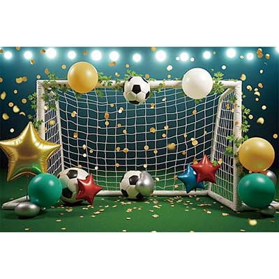 Football Soccer Field Backdrop Boy's Birthday Balloons Party rations ...