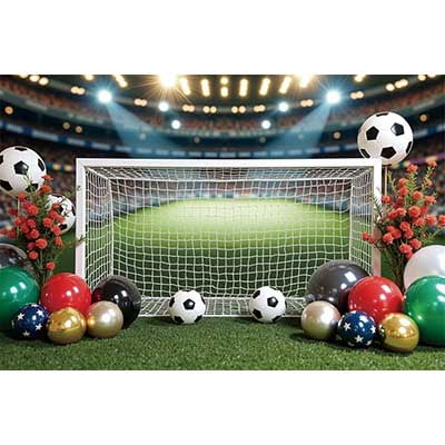 Football Soccer Field Backdrop Boy's Birthday Balloons Party rations ...