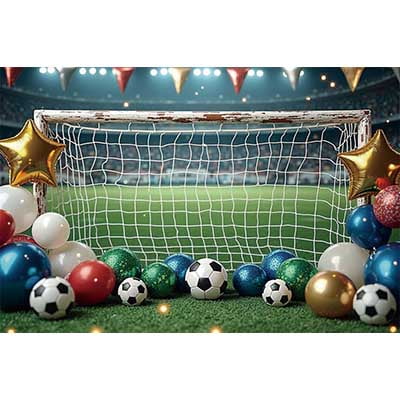 Football Soccer Field Backdrop Boy's Birthday Balloons Party rations ...