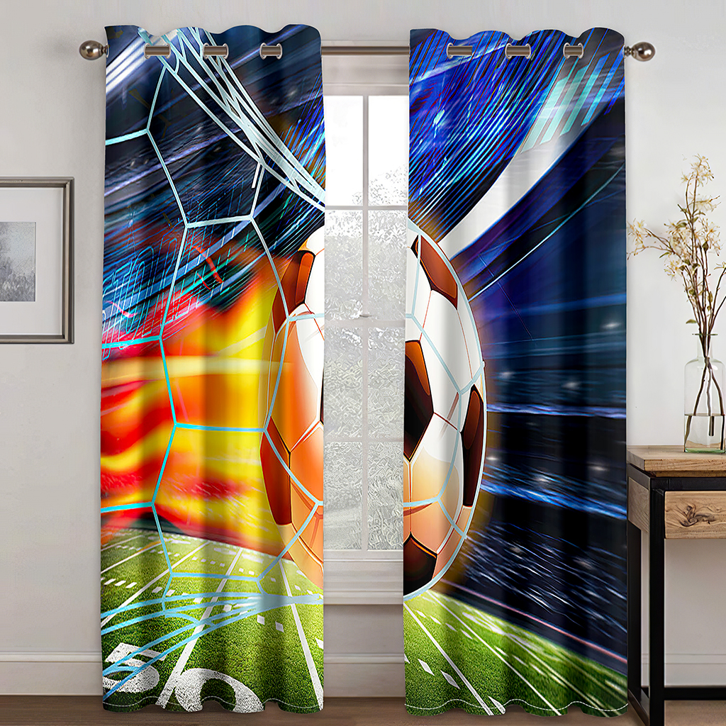 Football Soccer Field Sports Boy Window Curtains For Living Room Kids ...