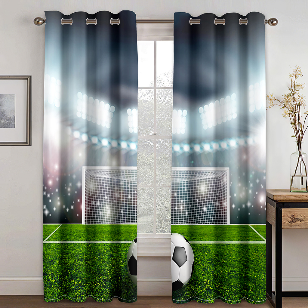 Football Soccer Field Sports Boy Window Curtains For Living Room Kids ...
