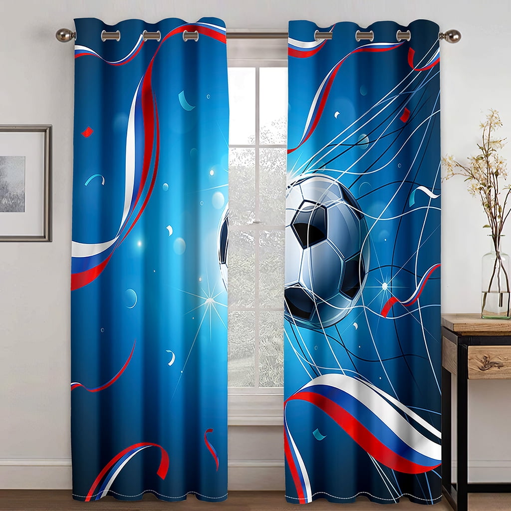 Football Soccer Field Sports Boy Window Curtains For Living Room Kids ...