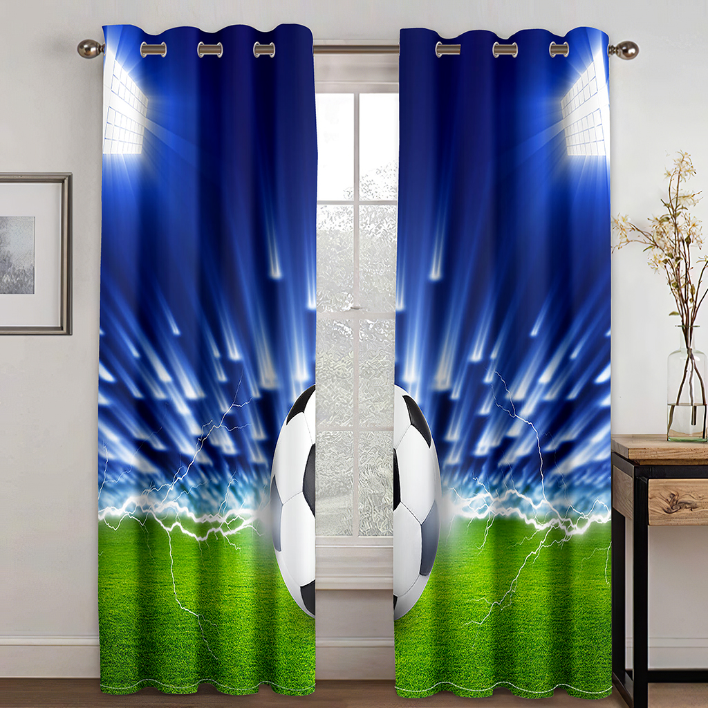 Football Soccer Field Sports Boy Window Curtains For Living Room Kids ...
