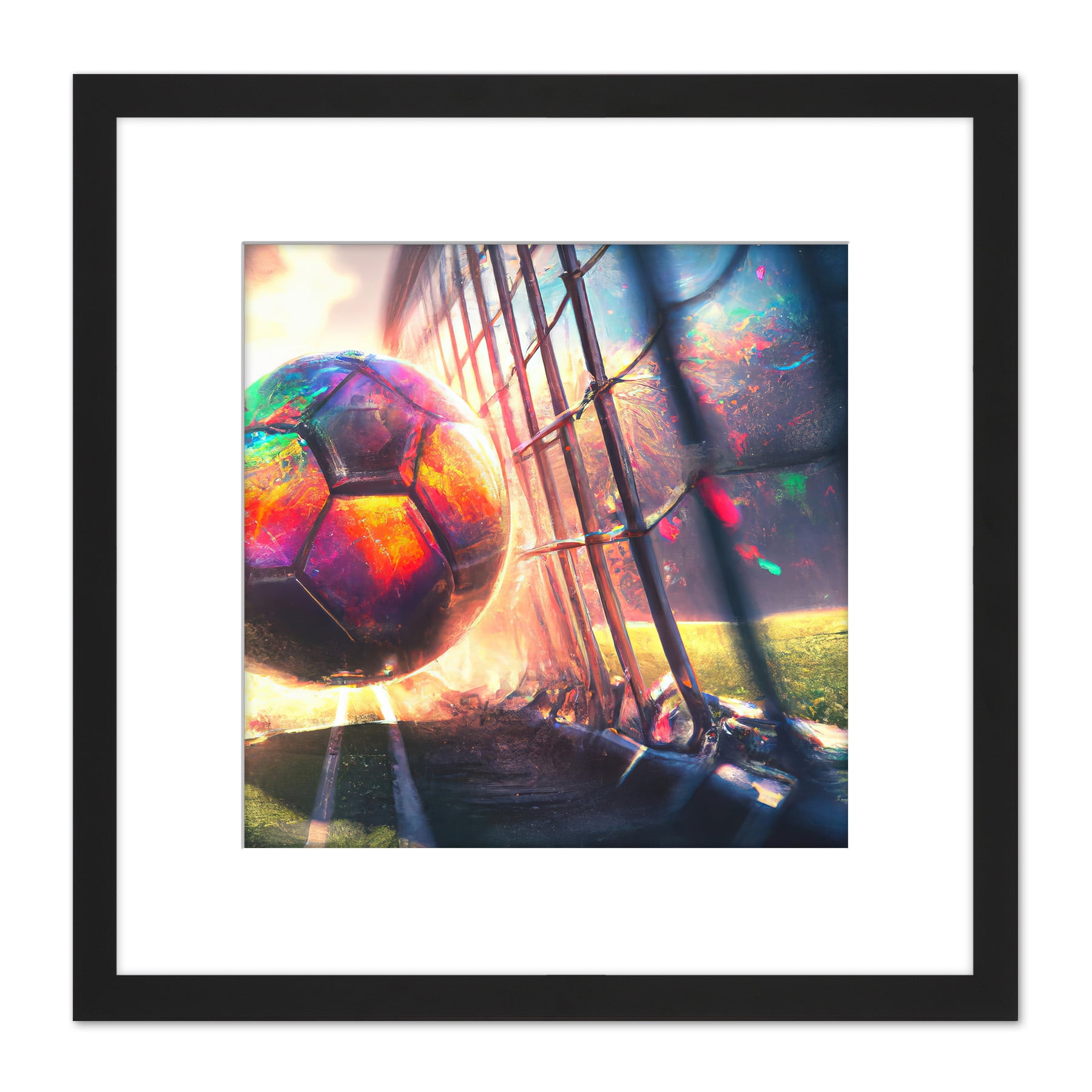 Football Soccer Goal Score Back of Net Colourful Sport Painting Square ...