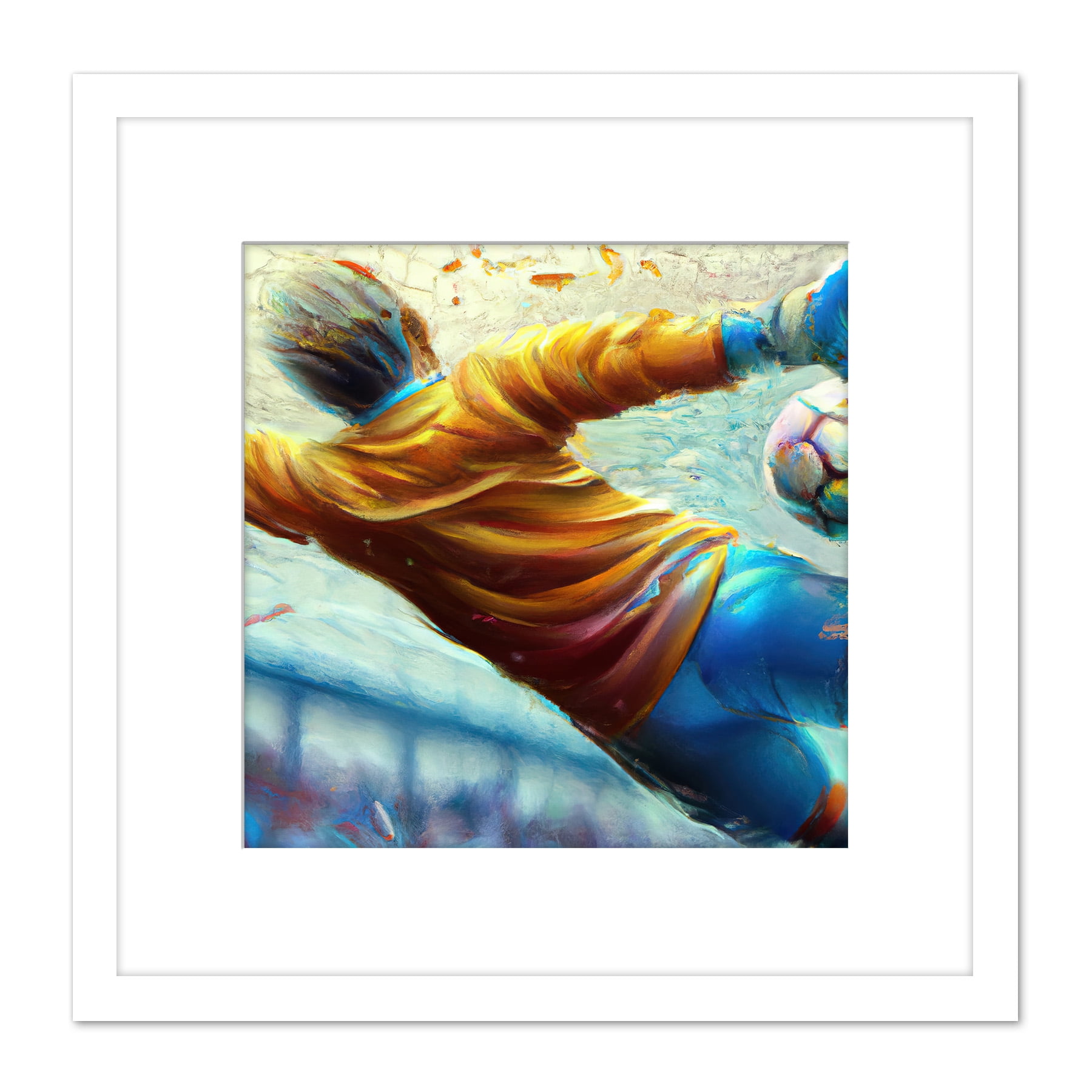 Football Soccer Goalkeeper Save Dive Action Shot Yellow Blue Sport ...