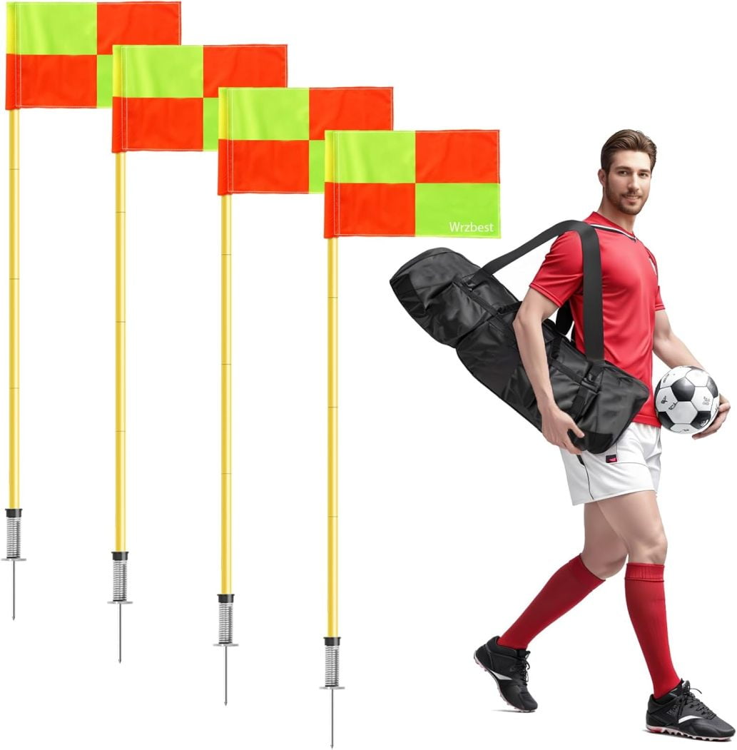 Football Soccer Linesman Referee Flags,Corner flags Portable Soccer Flags Soccer Poles,Dribbling ...