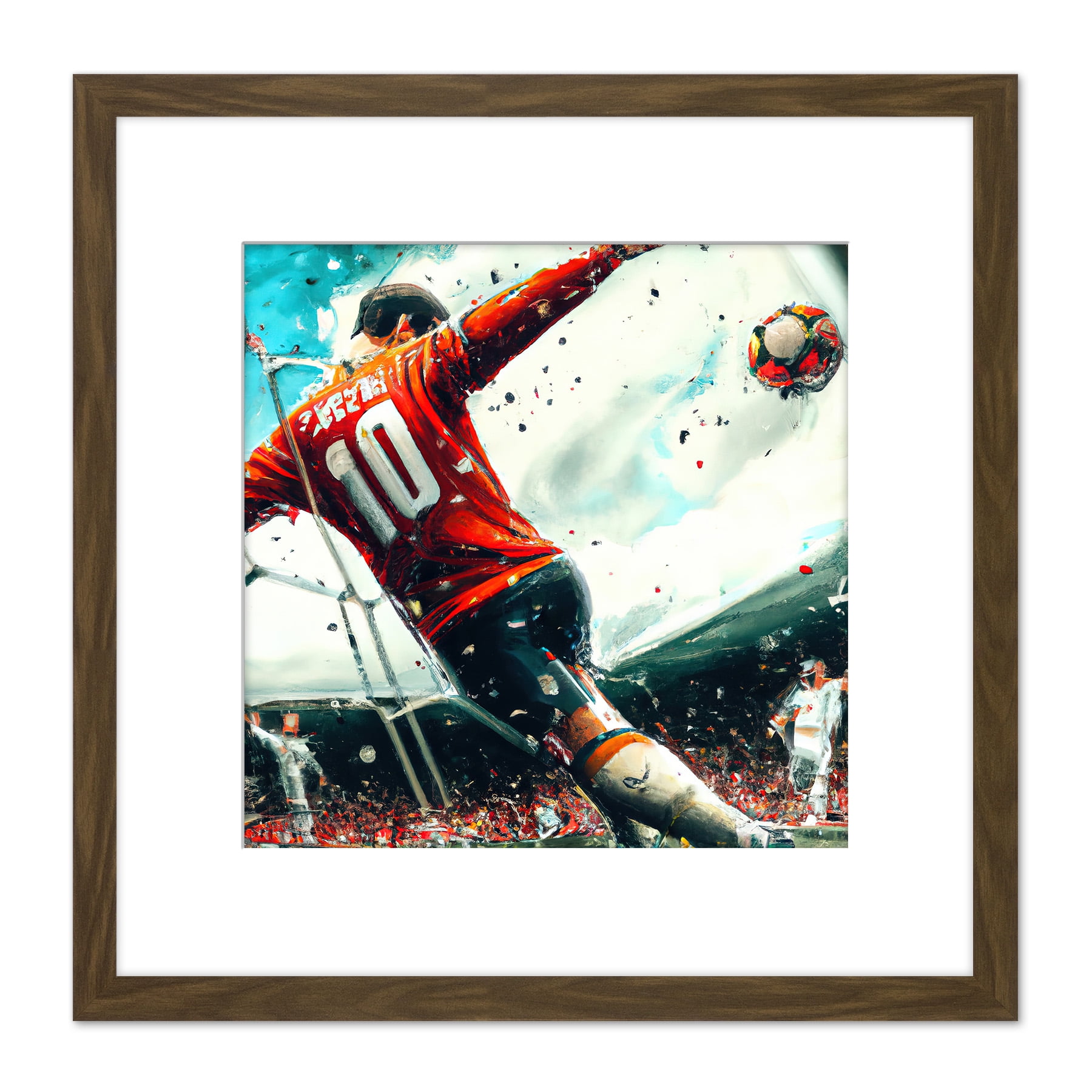 Football Soccer Striker Abstract Sport Painting Square Wooden Framed ...