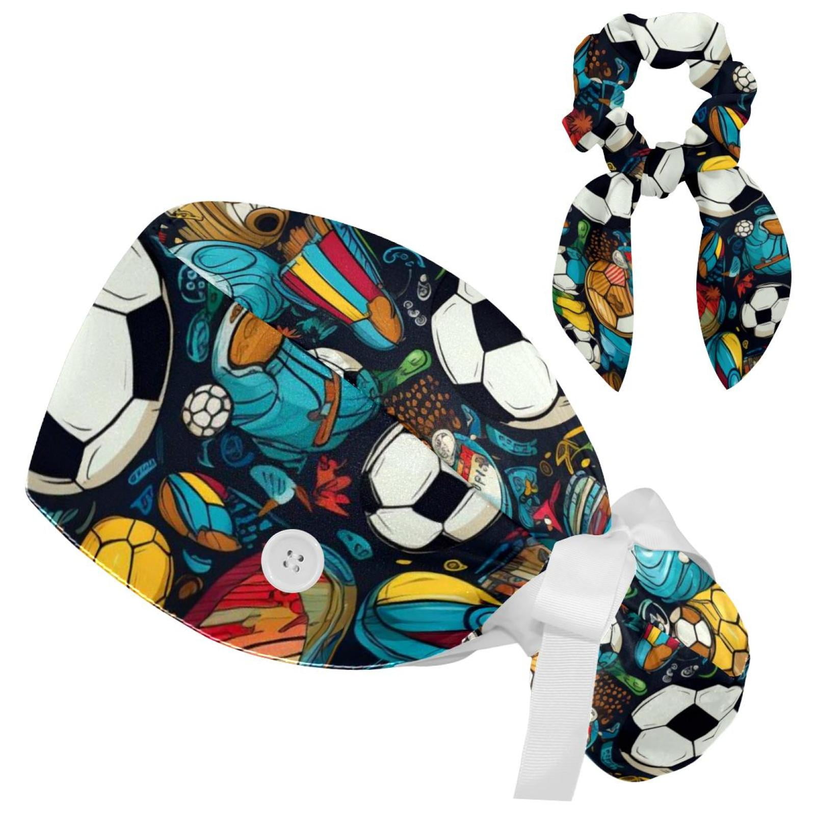 Football Soccer Working Cap with Button & Sweatband Adjustable Unisex ...