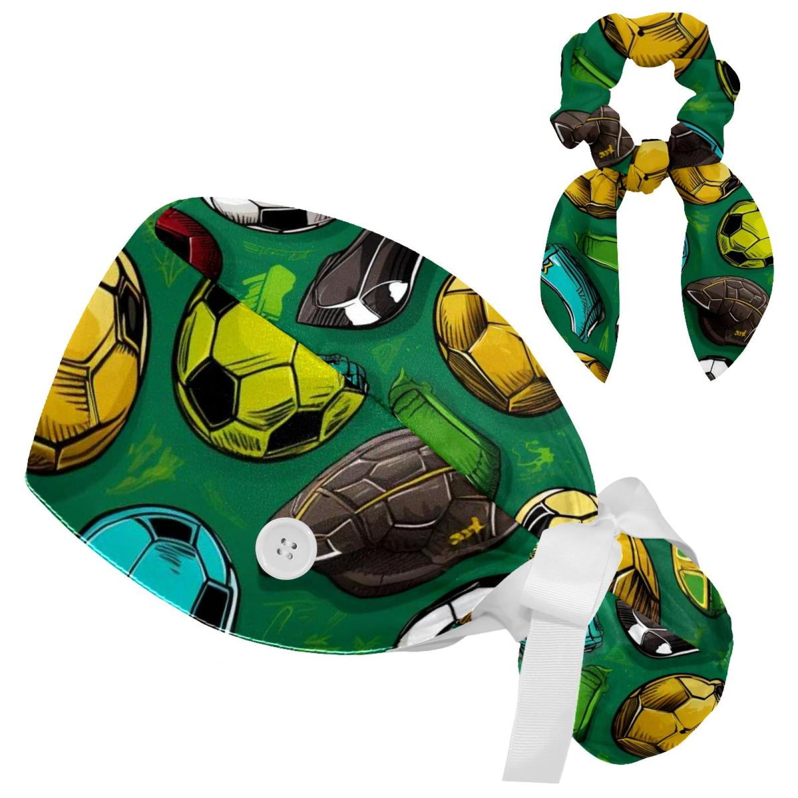 Football Soccer Working Cap with Matching Scrunchy and Ribbon Tie for ...