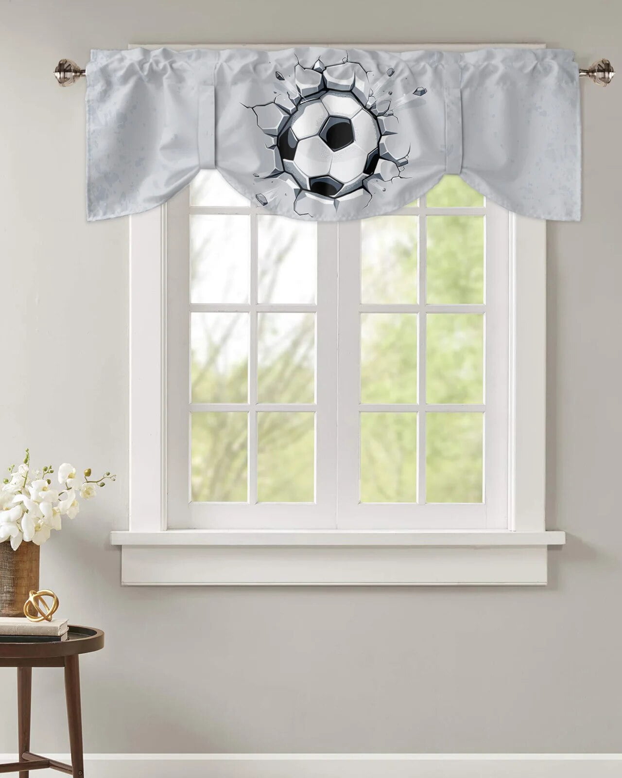 Football Sport Soccer Small Curtain Rod Pocket Short Curtains Home ...