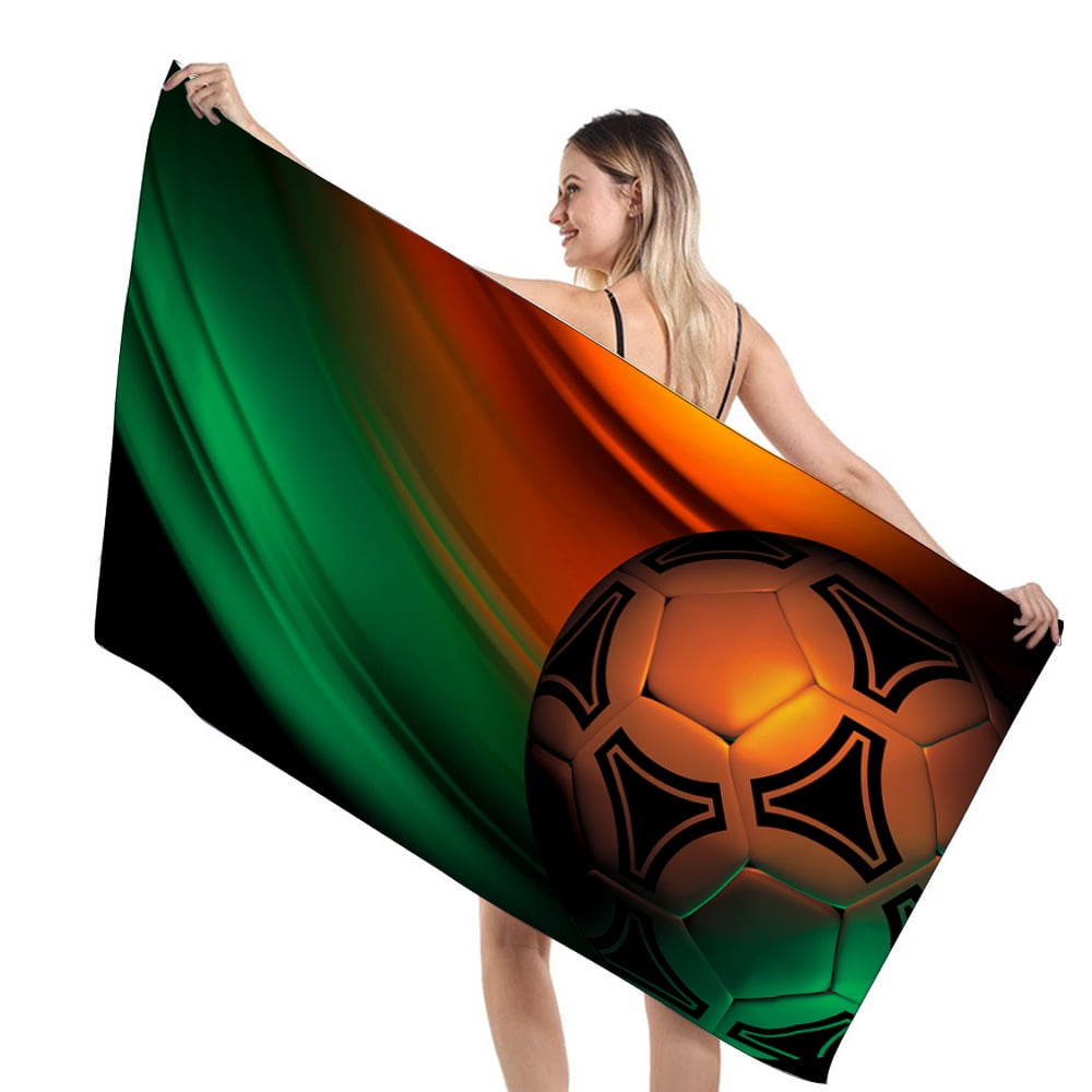 Football Sports Beach Towel，Funny Ball Games Bath Towels for Boys Super ...