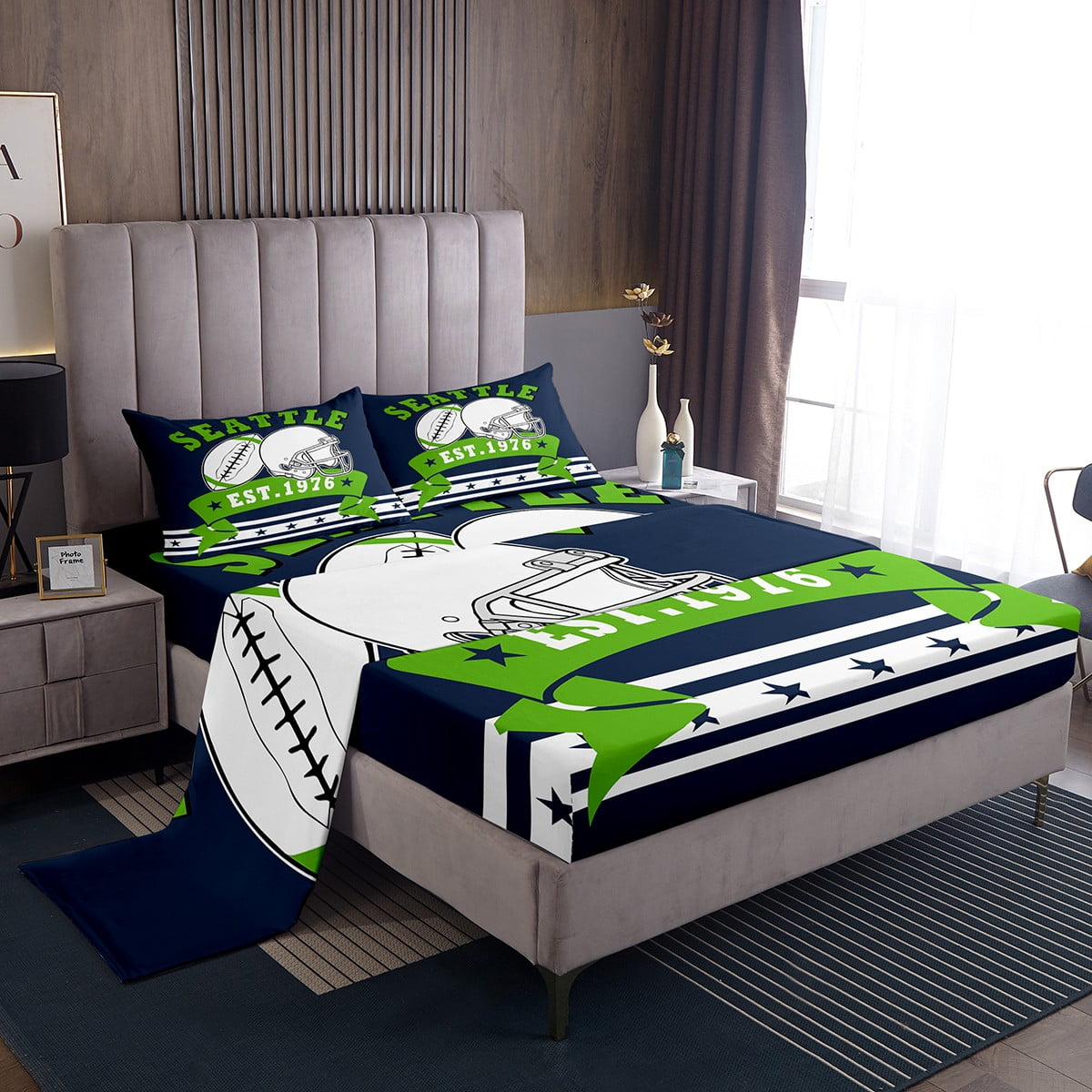 Football Sports Bed Sheets Set, American Football Gifts Sheets Sports ...