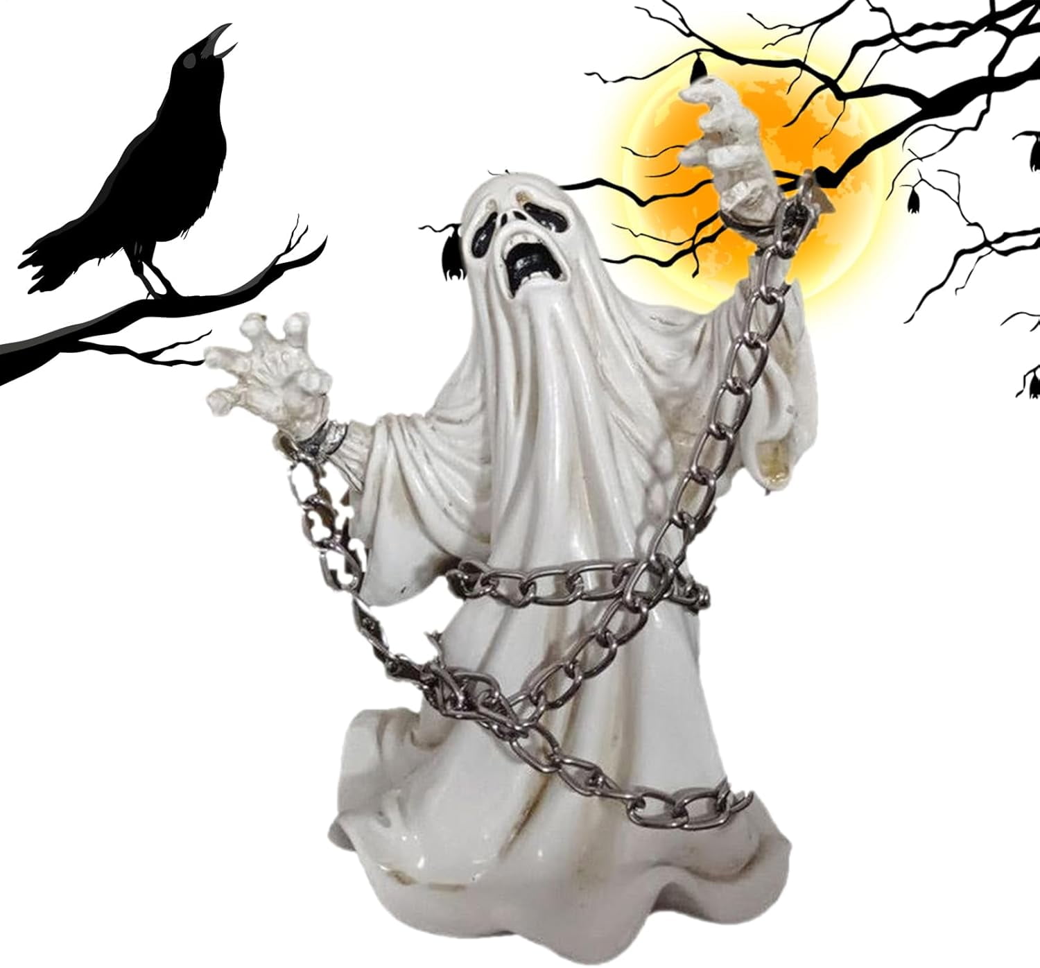 Ghost Statues, Spooky & Playful Design, 14x11.5x11.6cm/5.51x4.53x4.57 ...