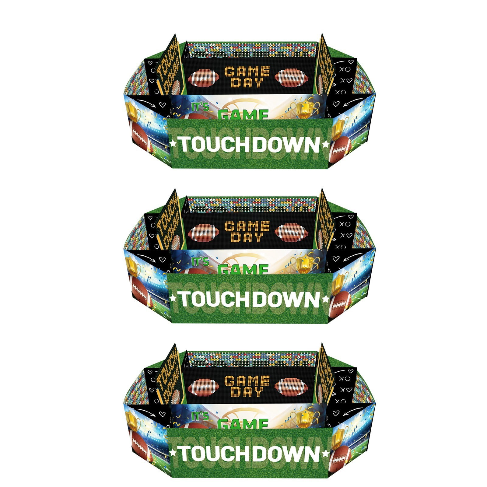 Football Stadium - Shaped Snack Tray - 3pc Set, Multiple Compartments ...