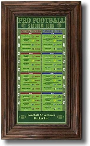 Football Stadiums Bucket List Tracker - Solid Wood Brown Frame - 13.5 ...