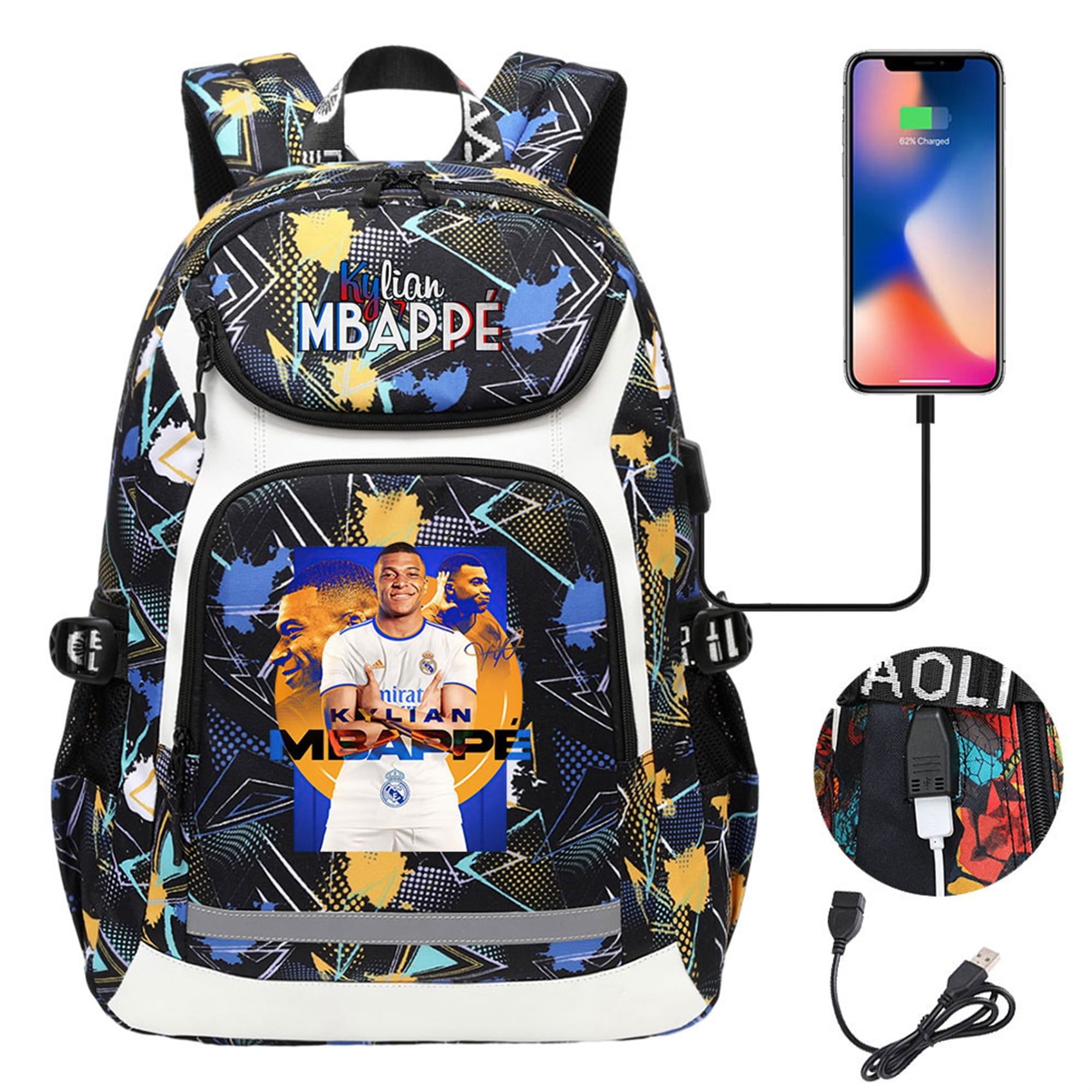 Football Star Backpack with USB Charging Interface-Large Capacity ...