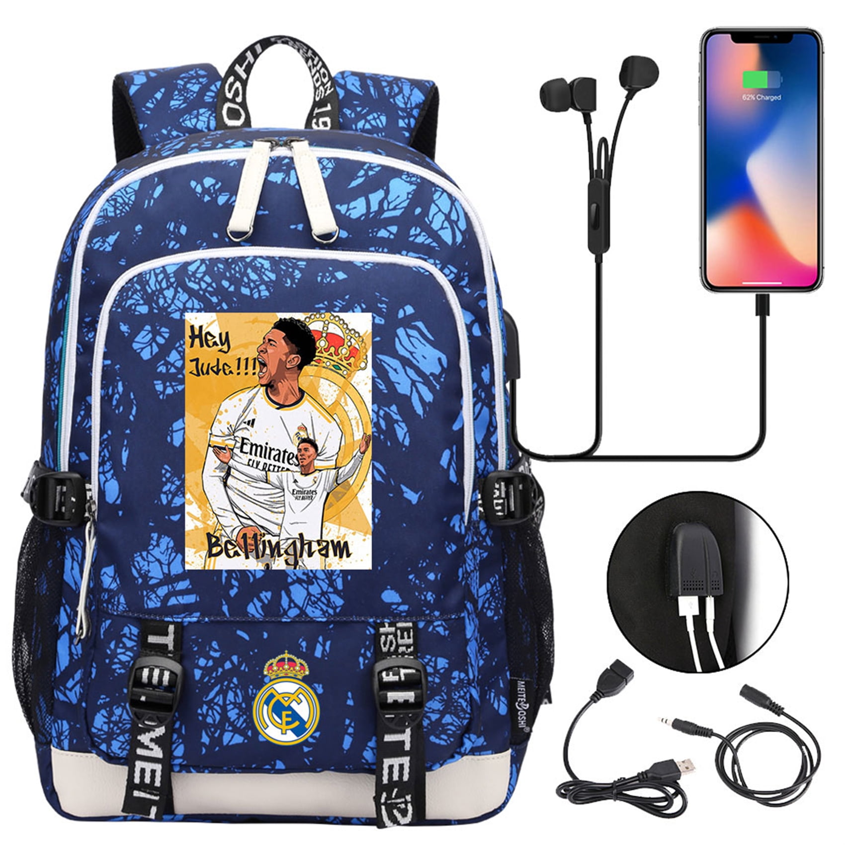 Football Star Classic Backpack-Multifunction Bookbag for School Student ...